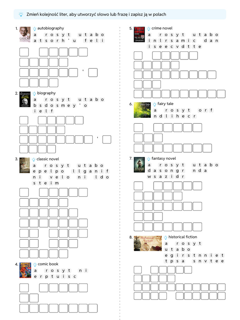 Unit 34 Book Types Anagram | PDF | Ajedrez