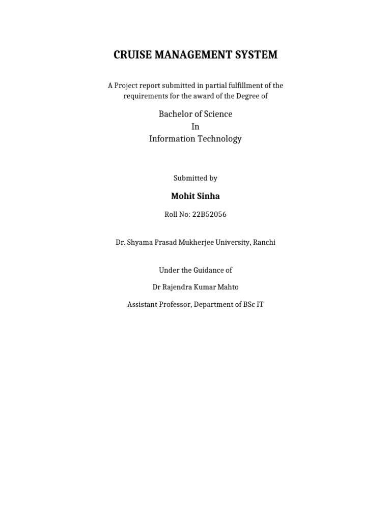 Final Cruise Management Project Mohit Sinha | PDF | Computing | Software
