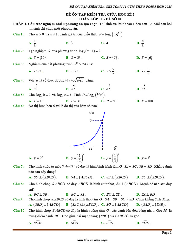 10 Đề Ôn Gk 2 Toán 11 Cau Truc Moi | PDF