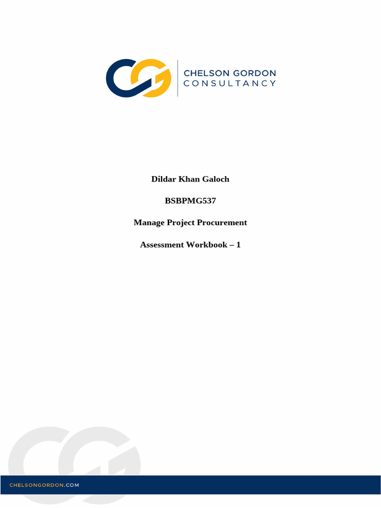 Dildar Khan Galoch - BSBPMG537 - Assessment Workbook 1 - Solved | PDF | Project Management ...