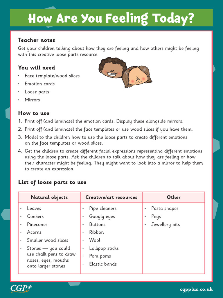 Transition To Reception How Are You Feeling Today Creating Facial ...