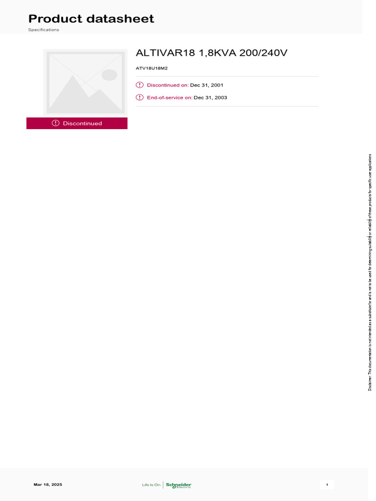 Schneider Electric - Altivar-18 - ATV18U18M2 | PDF
