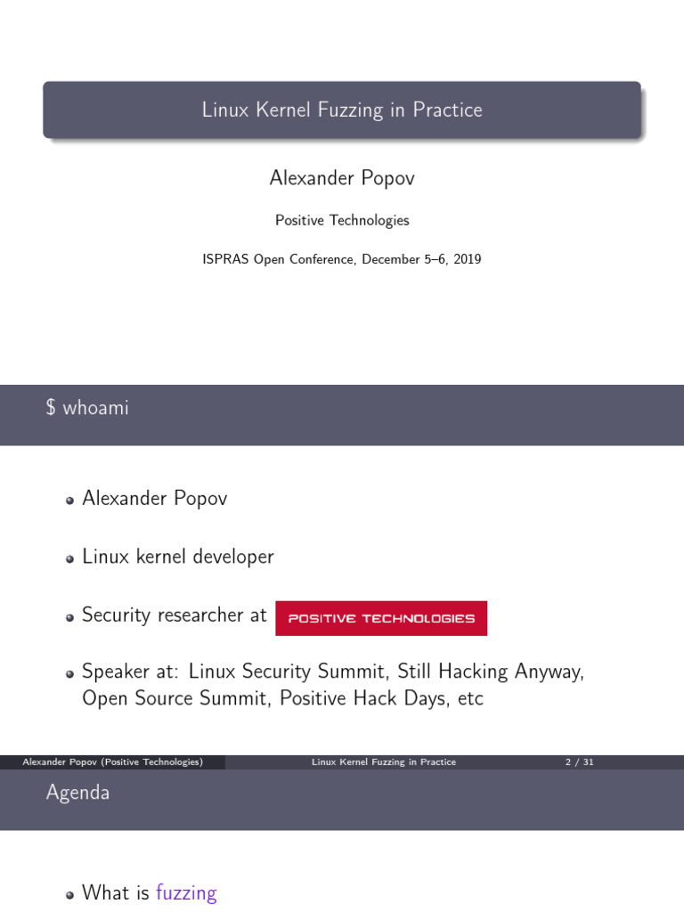 Фаззинг ядра Linux на практике (Александр Попов, ISPRASOPEN-2019) | PDF | Software Engineering ...