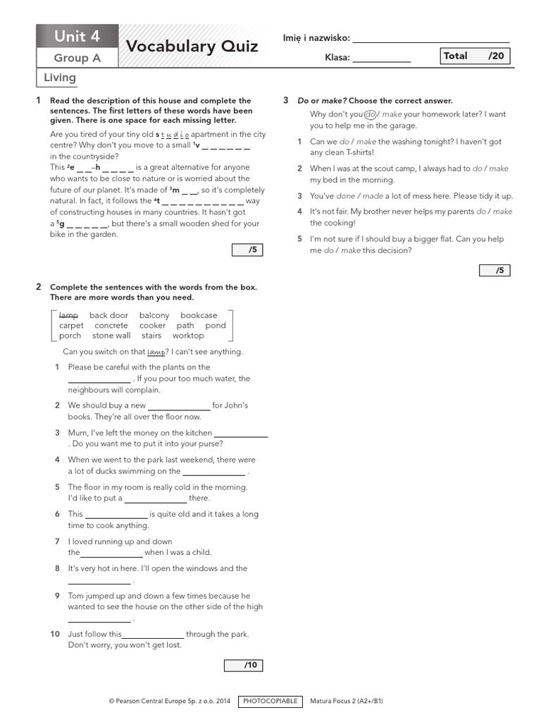 Unit 4 Vocabulary Quiz Group A | PDF