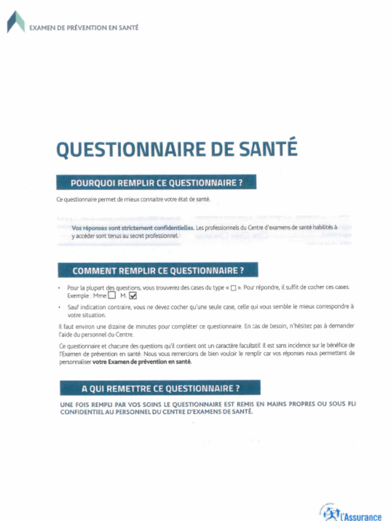 Questionnaire Adulte Francais | PDF