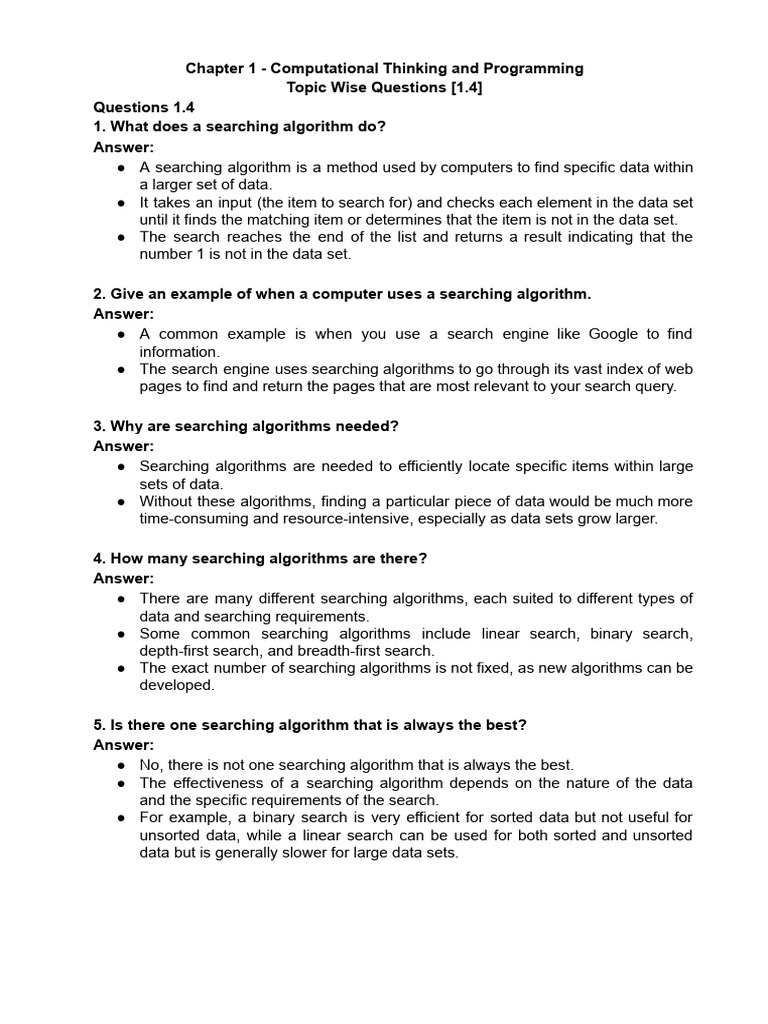 IGCSE 7 Chapter 1 - Computational Thinking and Programming - Topicwise Questions (1.4) | PDF ...