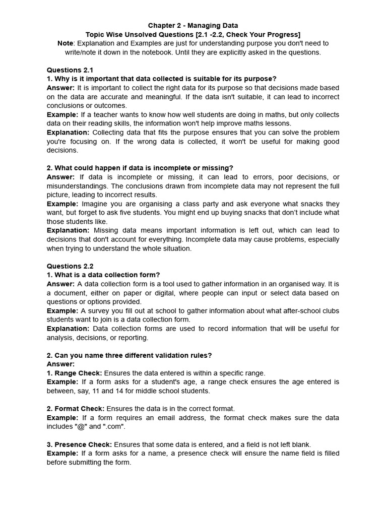 Managing Data: Key Concepts and Questions | PDF | Simulation | Data ...