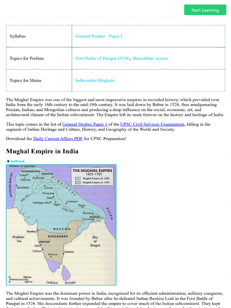 Mughal Empire - History, Rulers, Administration & Decline - UPSC Notes ...