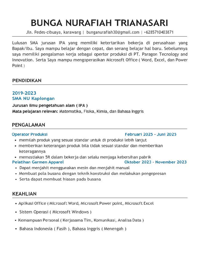 CV Bunga Nurafiah (1) - 11zon | PDF