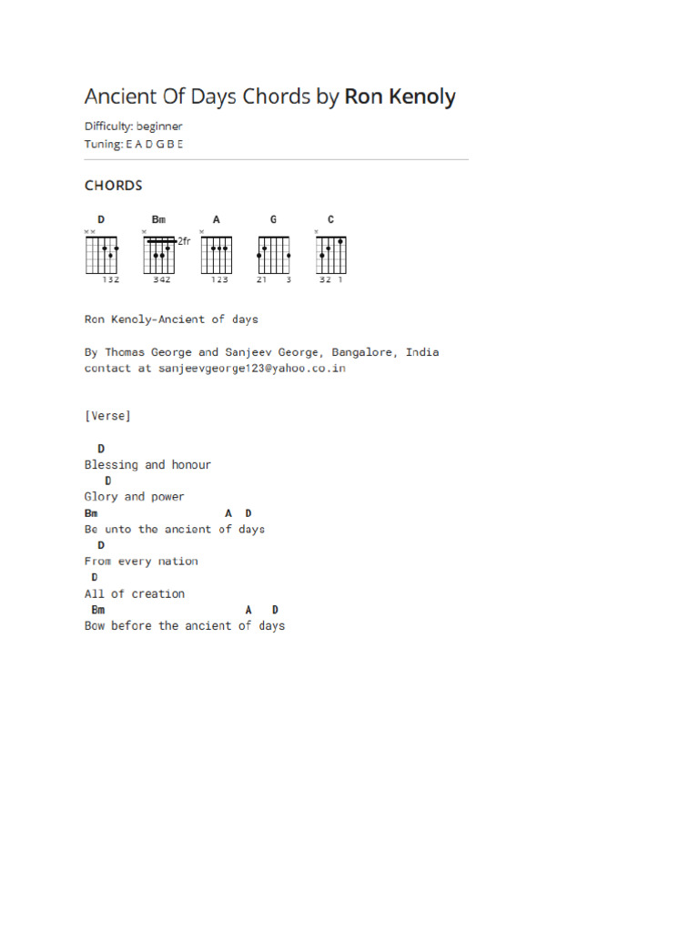 Ancient of Days Chords by Ron Kenoly | PDF