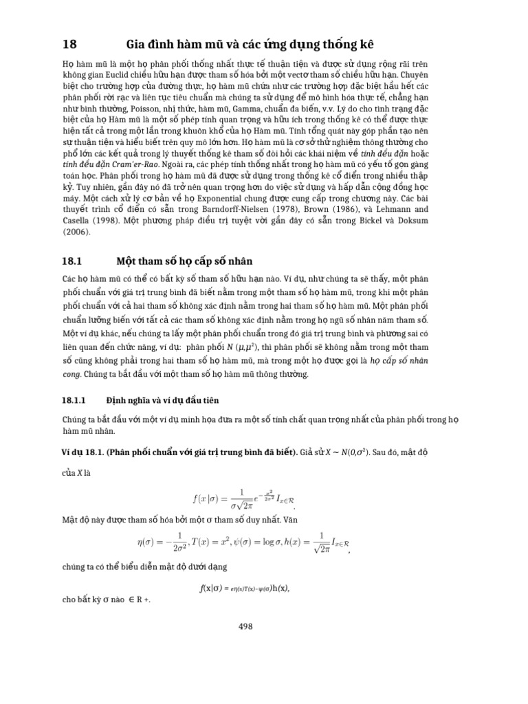 18 Gia Đình Hàm Mũ Và Các NG D NG TH NG Kê | PDF