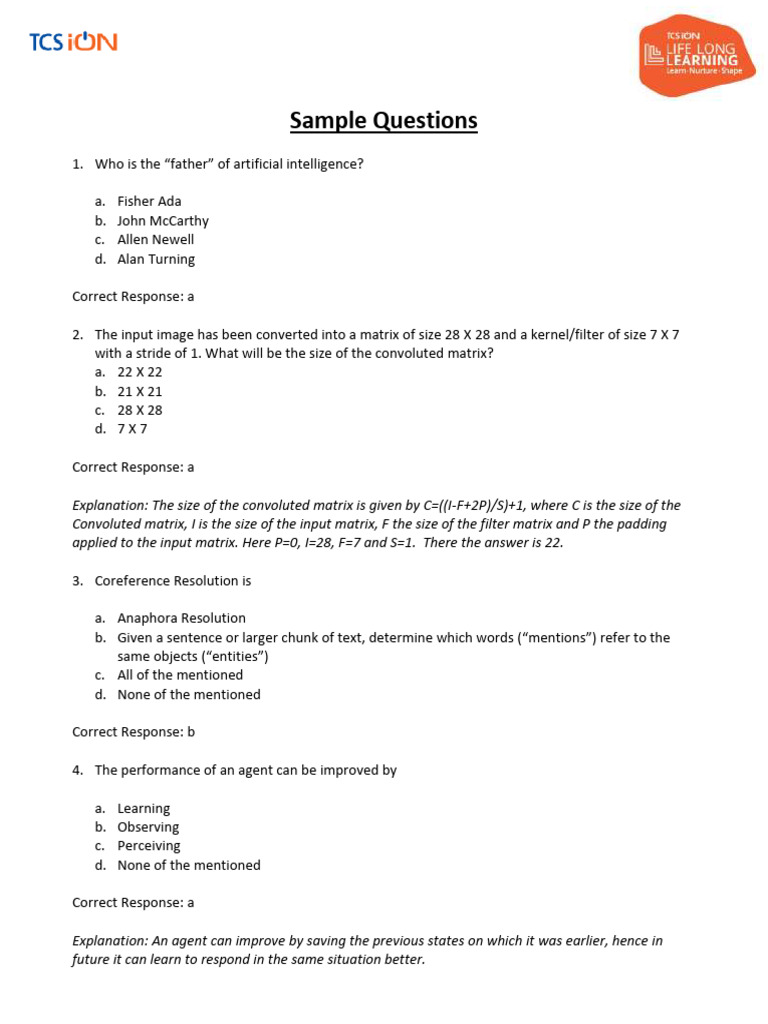 ProCert-ArtificialIntelligence SampleQuestions | PDF | Applied Mathematics