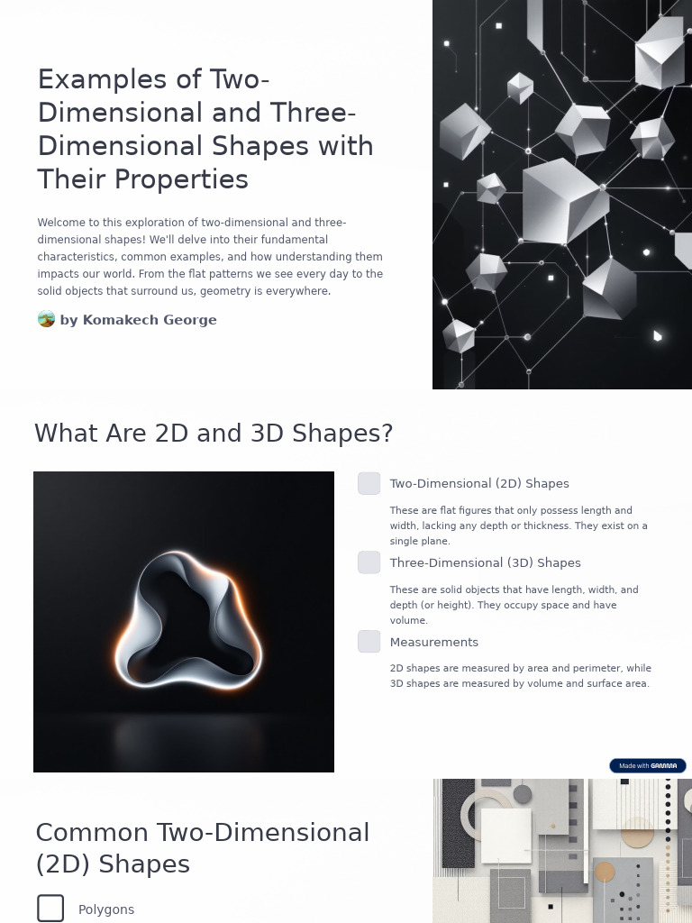 Examples of Two Dimensional and Three Dimensional Shapes With Their ...