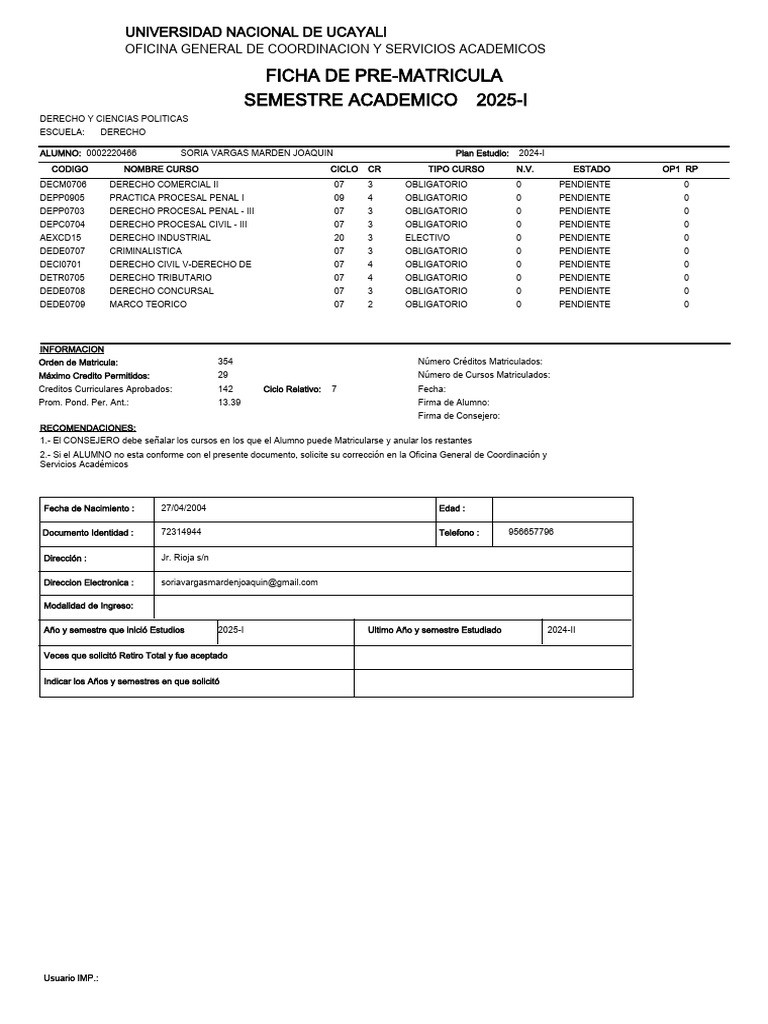 Informe Sobre Ficha Pre-Matricula Universidad | PDF | Justicia | Crimen y violencia