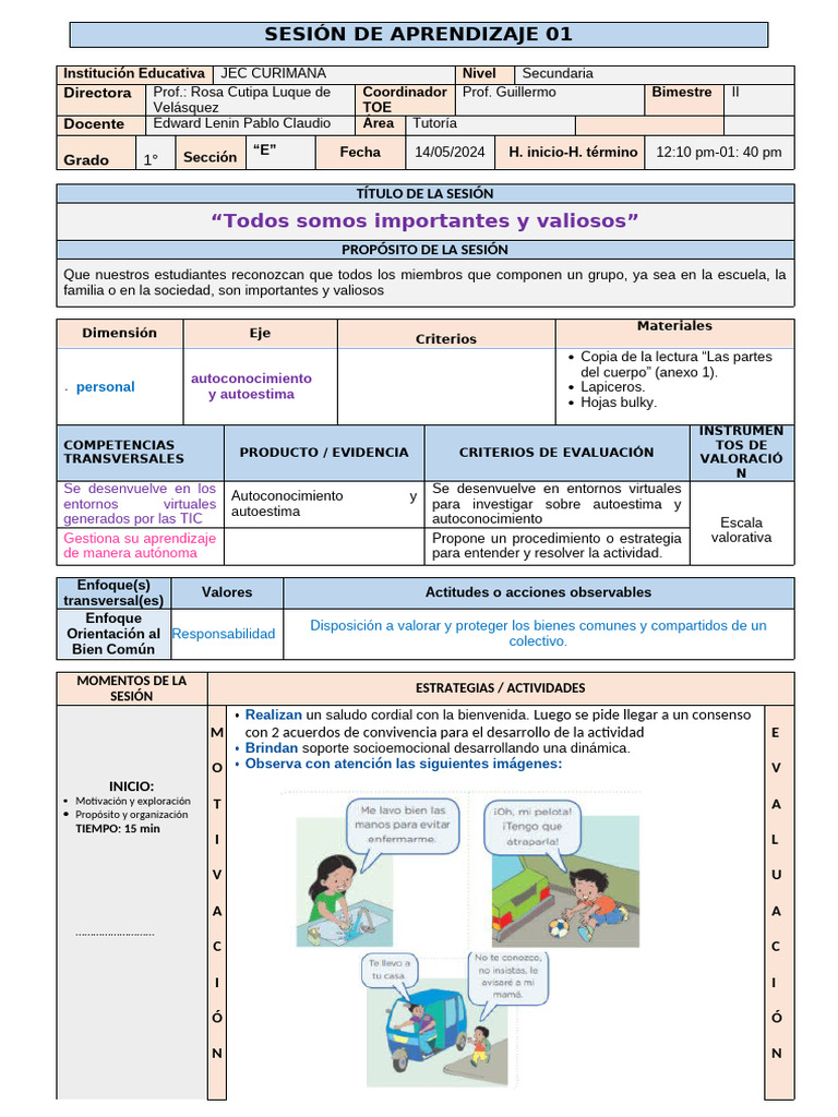 Sesion de Aprendizaje #1 | PDF | Cognición | Aprendizaje