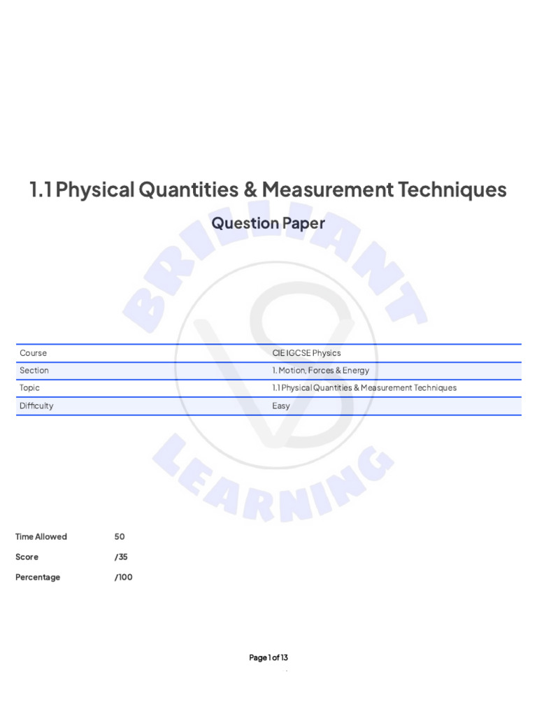 Physical Quantities and Measurements Easy | PDF | Euclidean Vector | Force