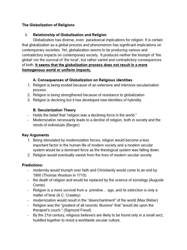 Globalization's Impact on Religion | PDF | Fundamentalism ...