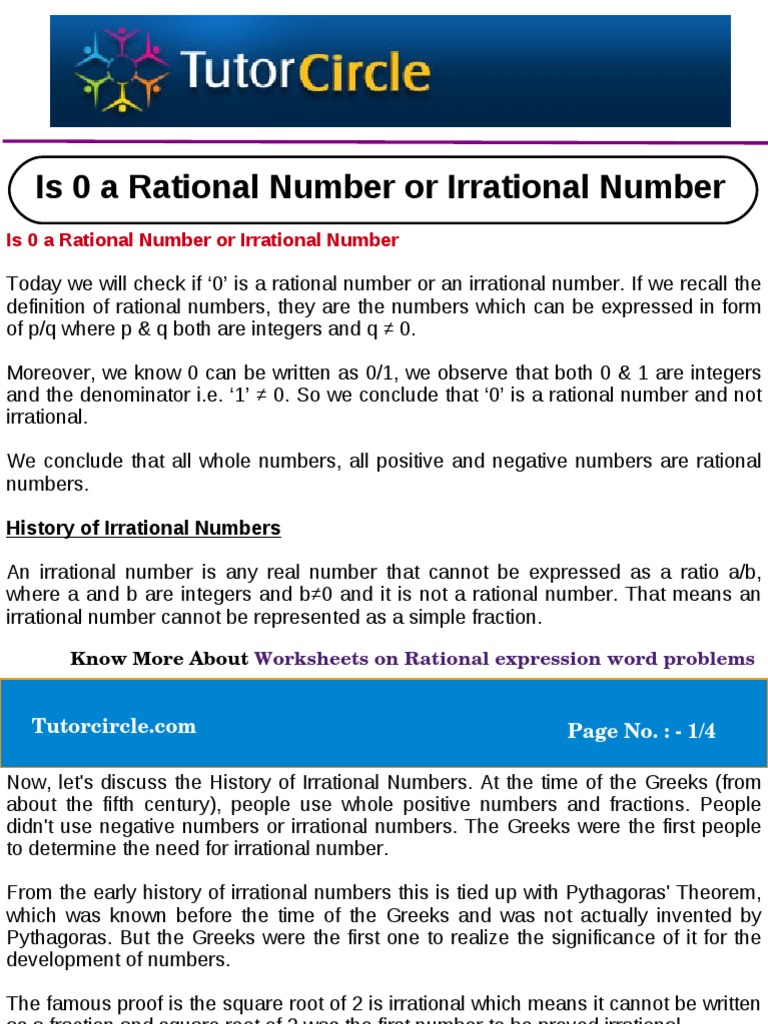 Is 0 A Rational Number Or Irrational Number Numbers Fraction 