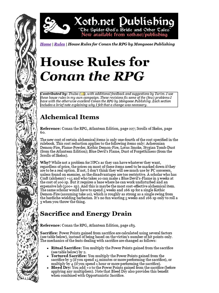 House Rules For Conan The RPG by Mongoose Publishing | PDF | Magician ...