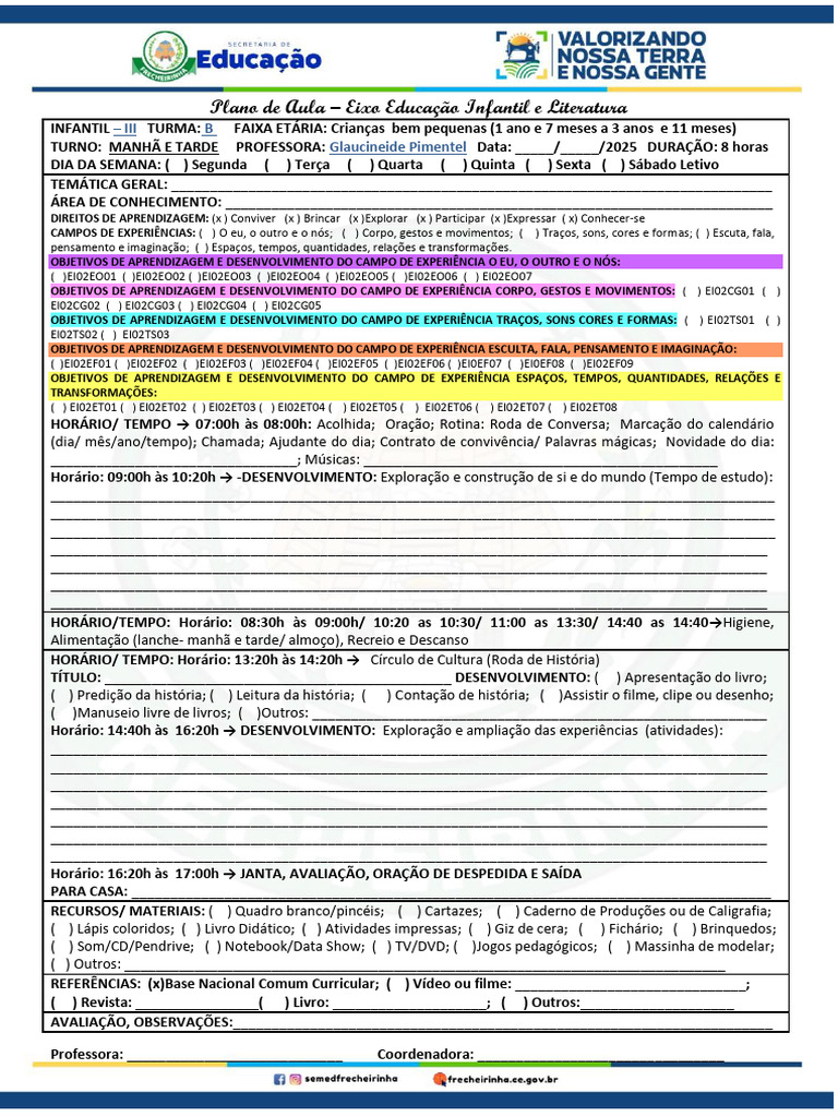Plano Infantil III CEI CERTO | PDF | Aprendizado