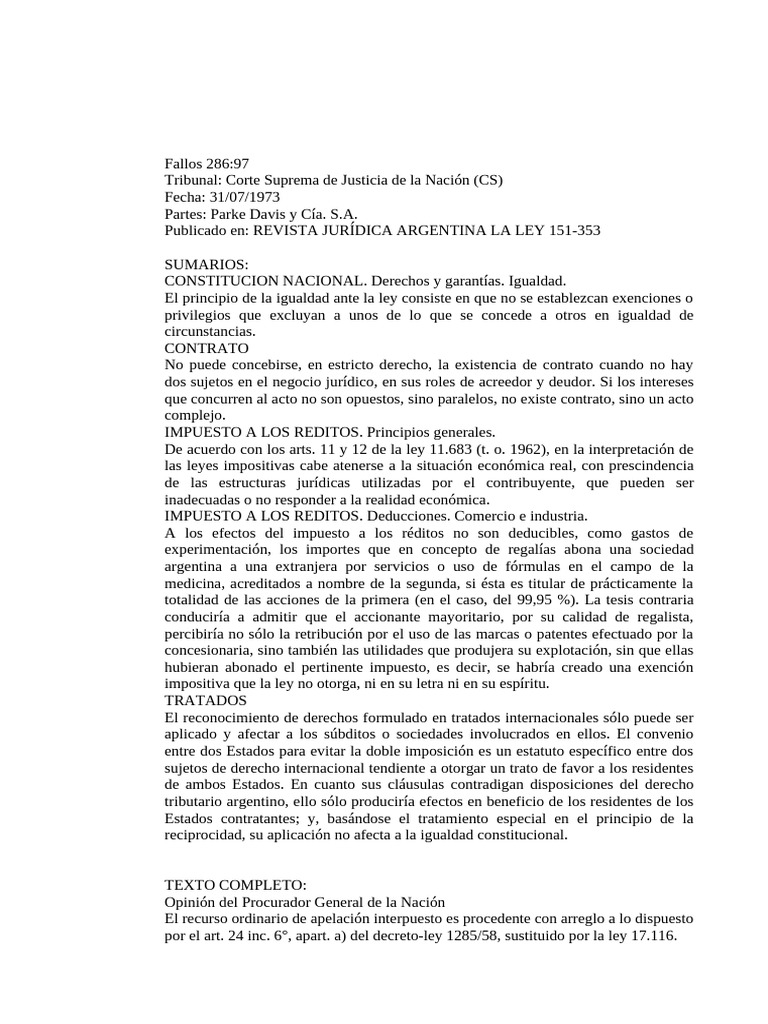Parke Davis (Realidad Económica) | PDF | Impuestos | Apelación