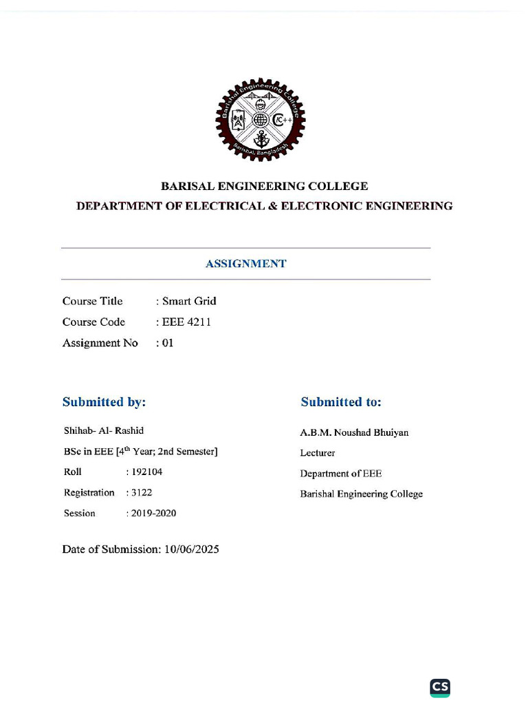 Smart Grid Assignment | PDF