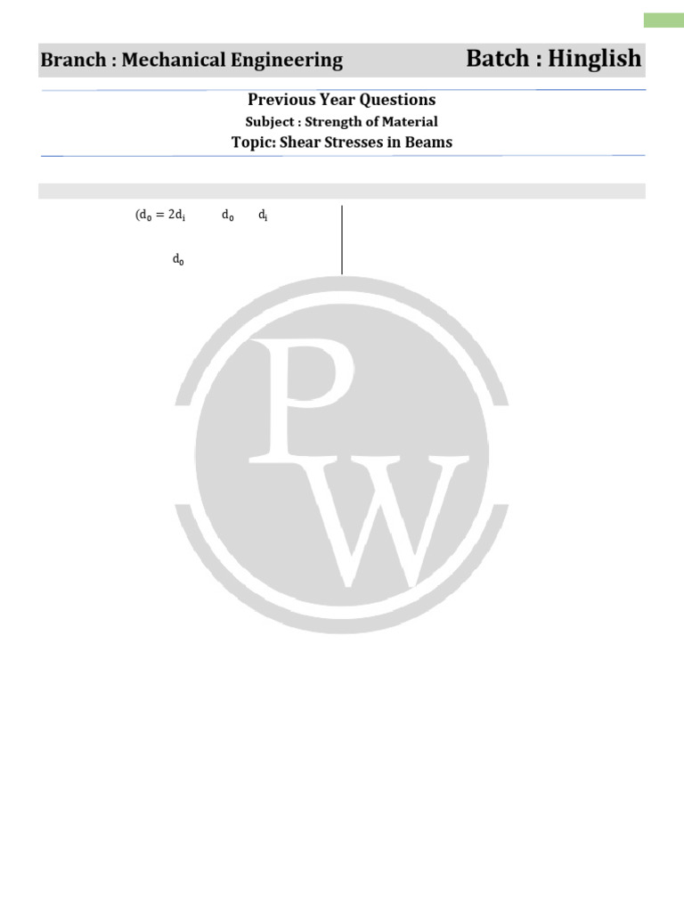Batch: Hinglish: Branch: Mechanical Engineering | PDF