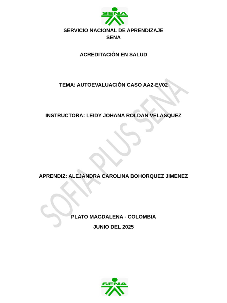 Autoevaluación Caso Aa2-Ev02 | PDF | Cuidado de la salud | Hospital