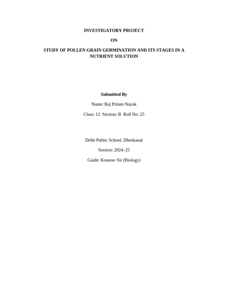 Pollen Germination Project Part1 | PDF