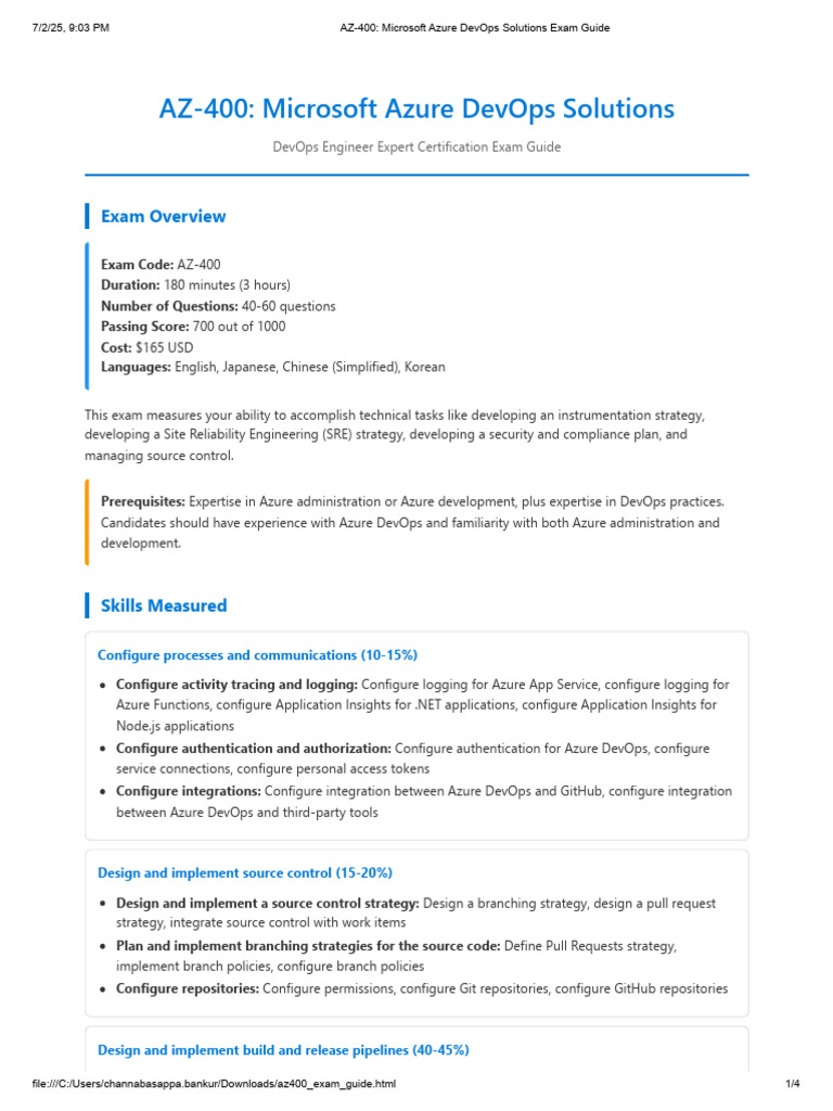 AZ-400 - Microsoft Azure DevOps | PDF | Microsoft Azure | Version Control