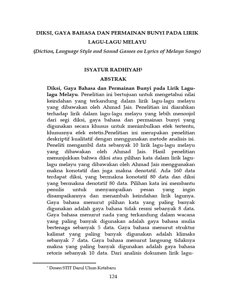 Husaini,+6 +Diksi,+Gaya+Bahasa+Dan+Permainan+Bunyi+ (+RADIAH) +oke | PDF