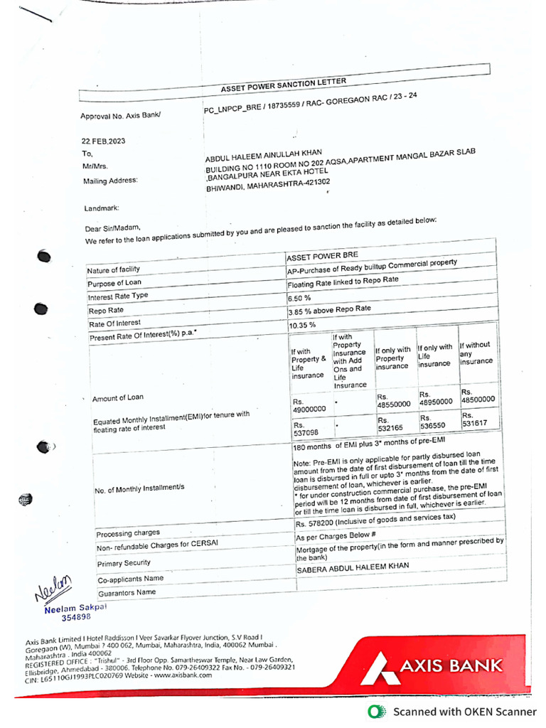 Sanction Letter - Abdul Khan | PDF