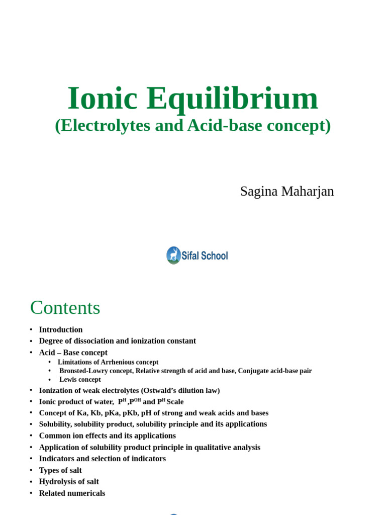 Ionic Equilibrium-Introduction | PDF | Ion | Electrolyte