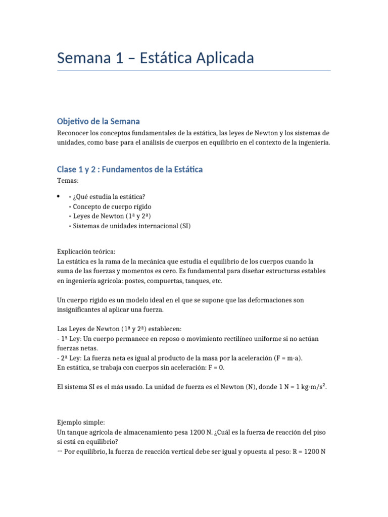 Clase Semana 1 Estatica | PDF