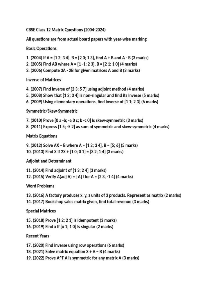 Matrix Questions | PDF