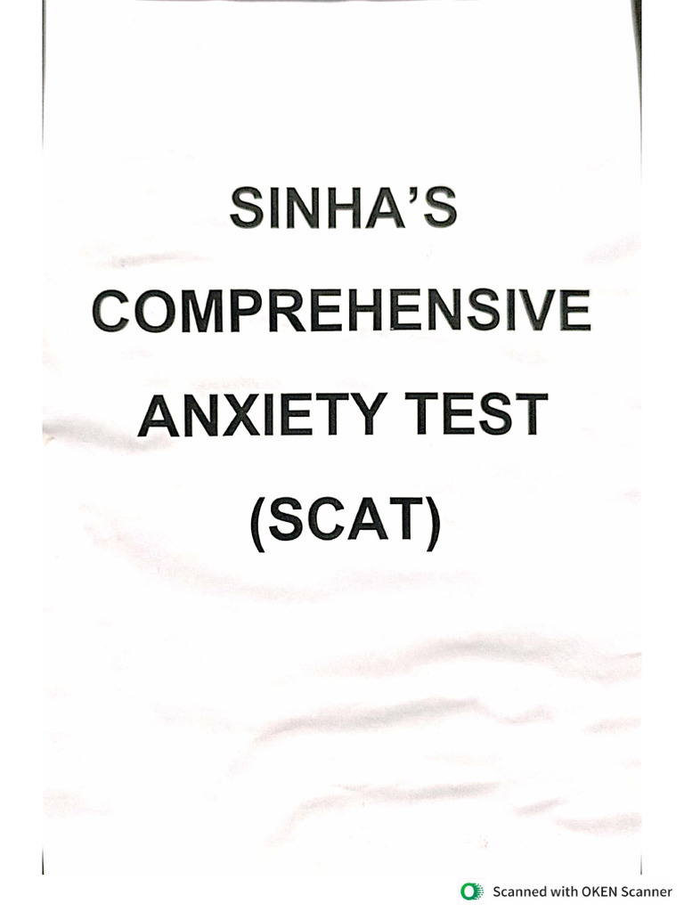 Sinha's Comprehensive Anxiety Test | PDF