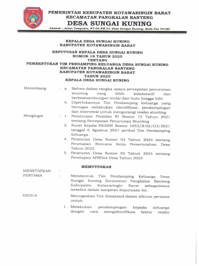 SK No 18 Kader TPK 2025 | PDF