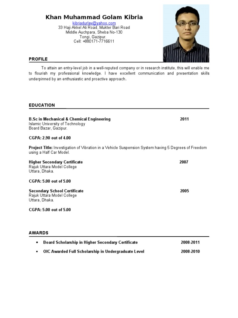 Curriculum Vitae of Golam Kibria | PDF | Computing And Information Technology