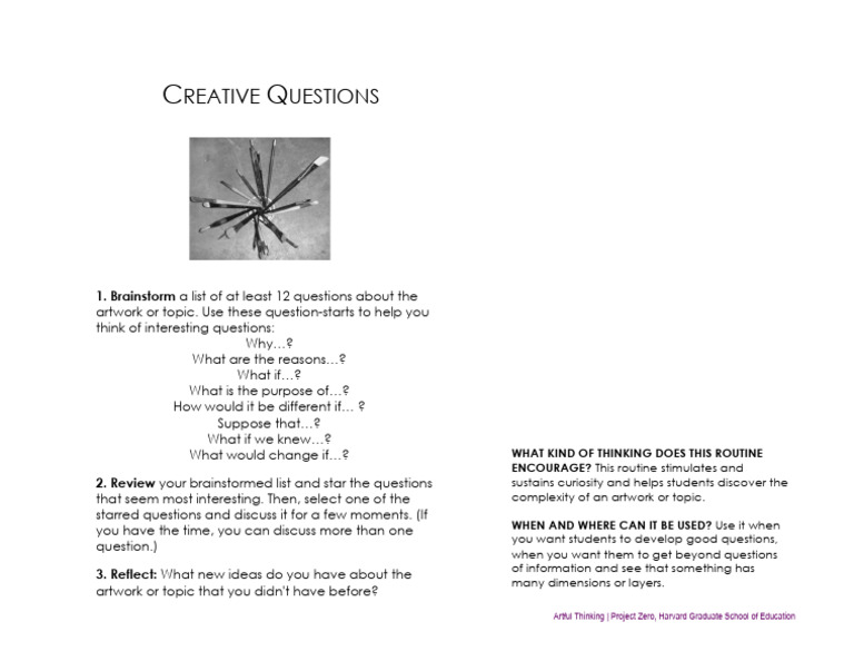 AT - Creative Questions. Harvard Project Zero | PDF