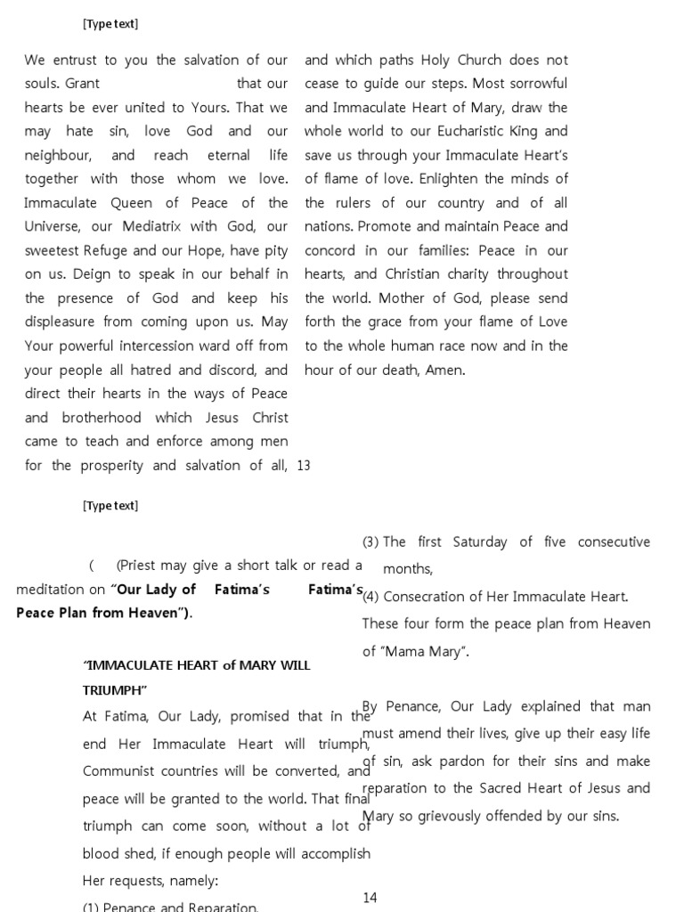 First Saturday Holy Hour - Immaculate Heart of Mary | PDF | Rosary ...