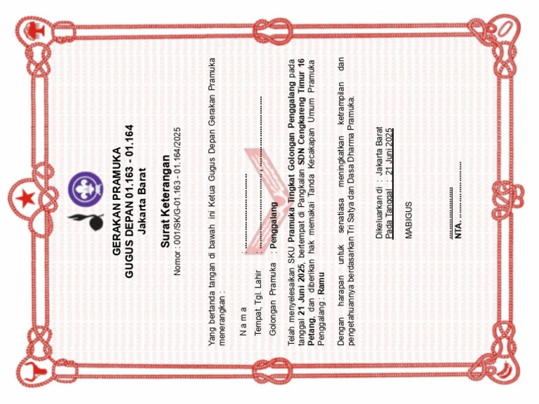 Sertifikat Penggalang Ramu | PDF