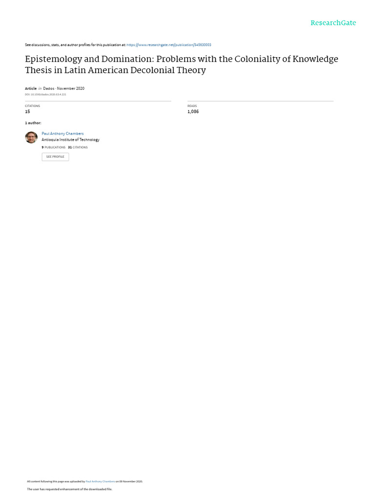 Critique of Coloniality in Knowledge Theory | PDF | René Descartes ...