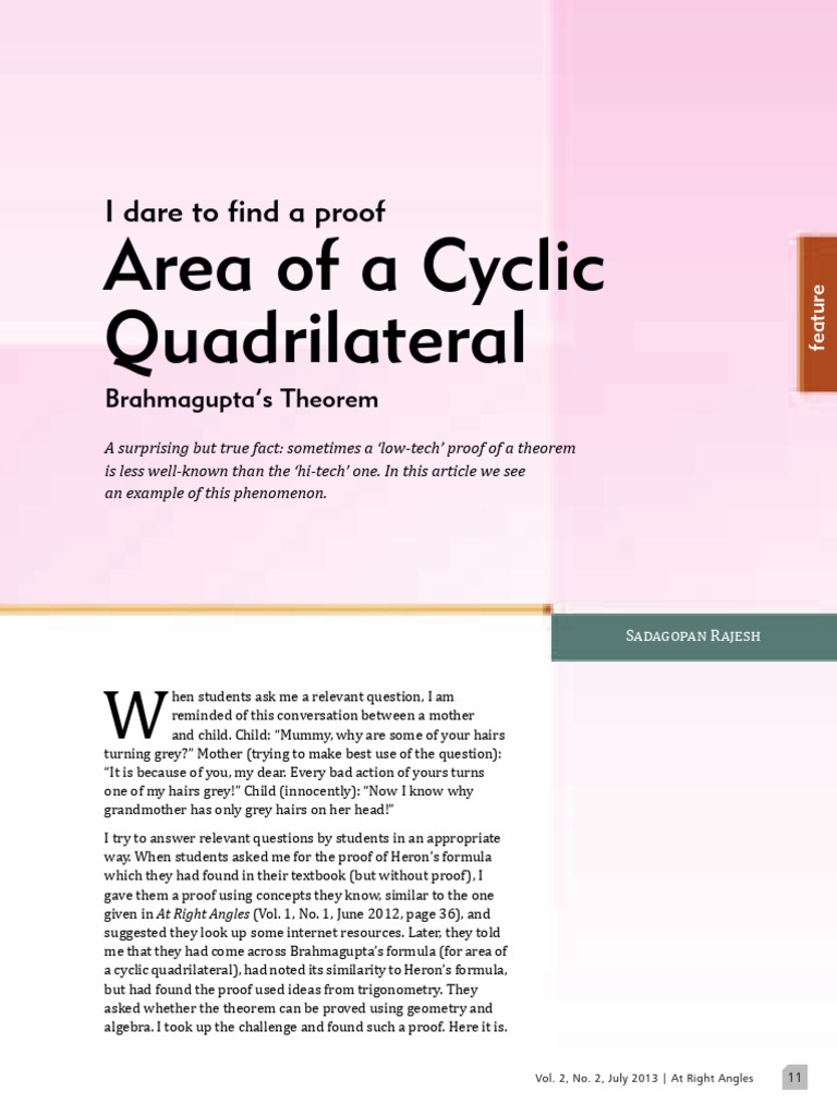 Area of a Cyclic Quadrilateral | PDF | Area | Rectangle