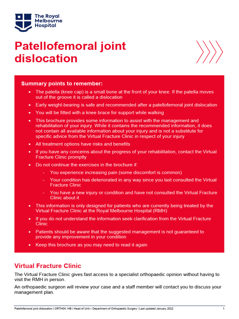Patellofemoral Joint Dislocation | PDF | Knee | Physical Therapy