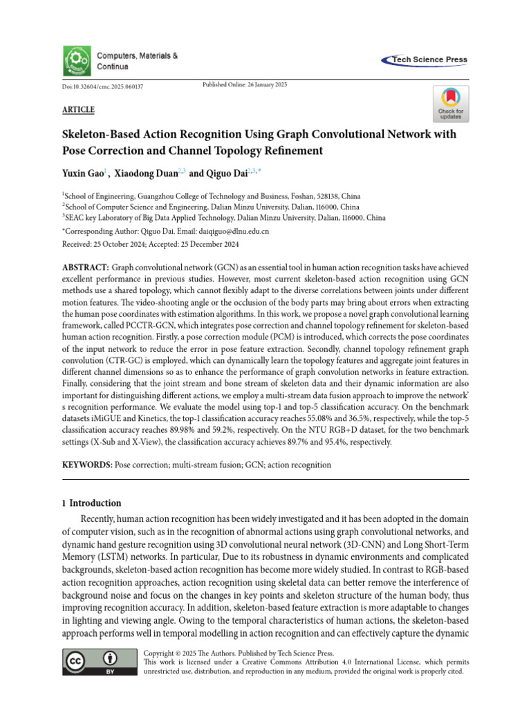Skeleton Based Action Recognition Using Graph Conv Pdf Deep Learning Applied Mathematics