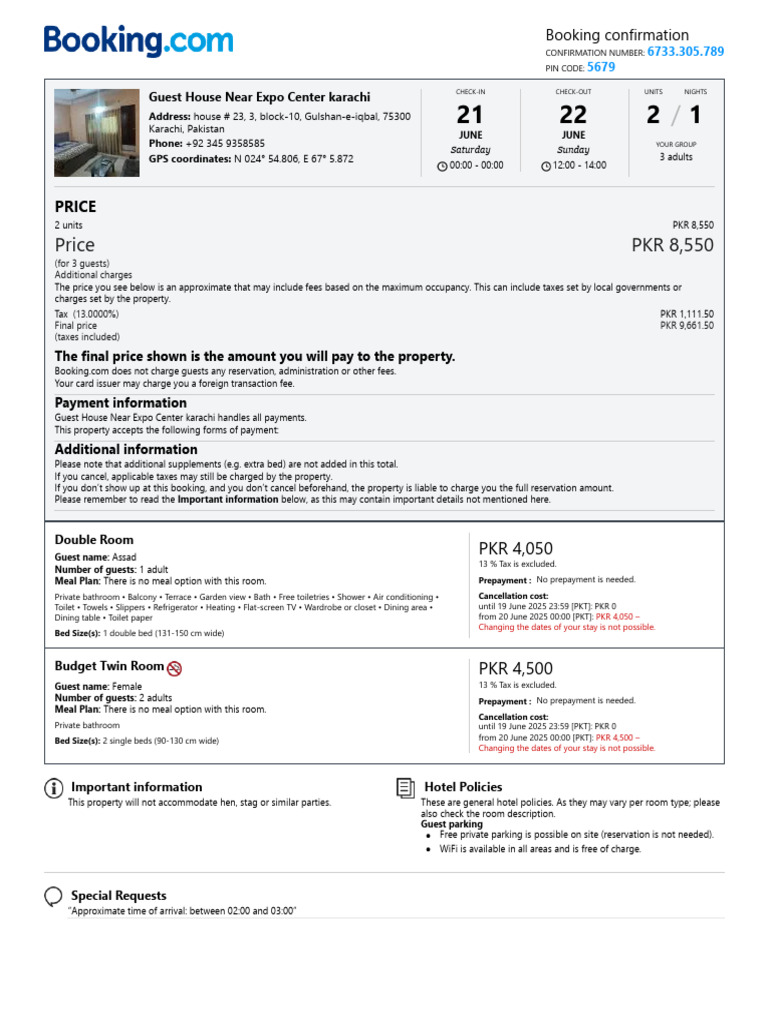 Confirmation | PDF | Fee | Bathroom