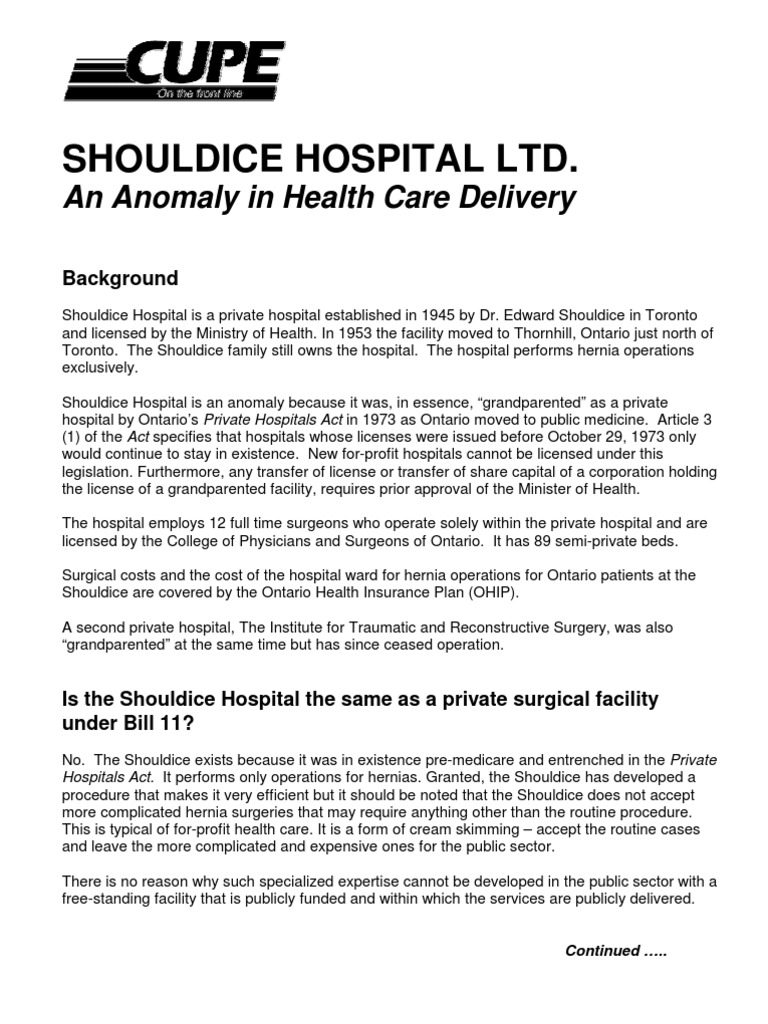 Shouldice PDF | Hospital | Surgery