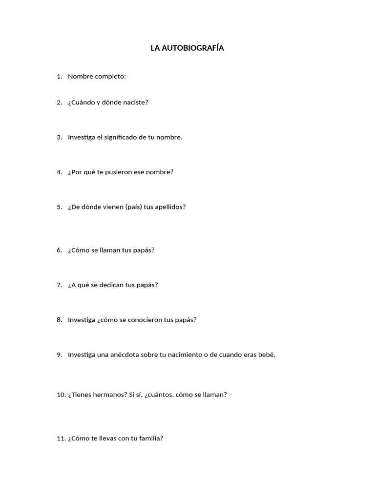 Guía para Escribir tu Autobiografía | PDF