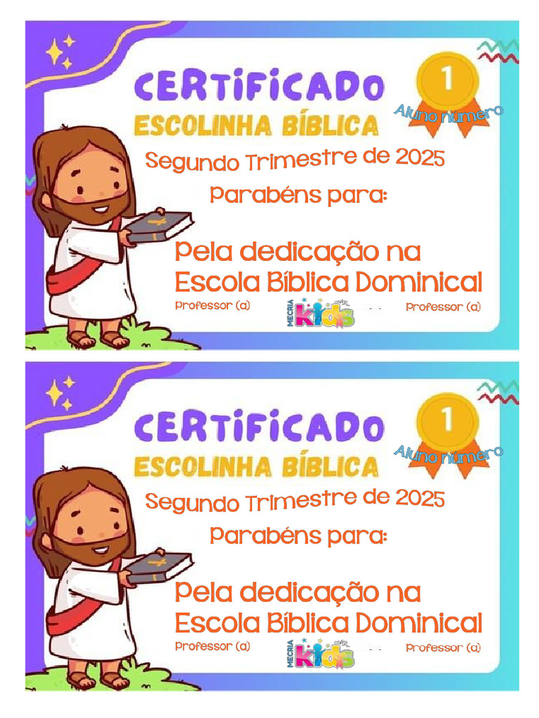 Certificado EBD - 3 Trimestre | PDF