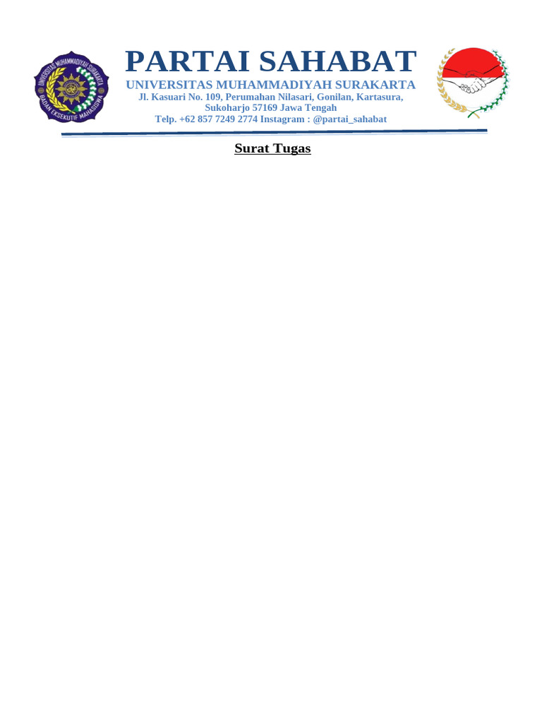 Surat Tugas Partai Sahabat | PDF